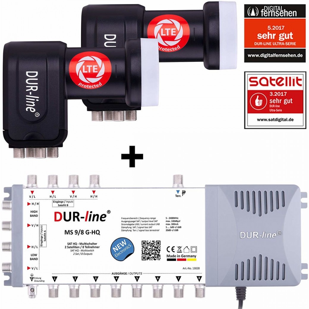 DUR-line Sat-Anlage 8 Teilnehmer / 2 Satelliten (z.B. Astra/Hotbird ...