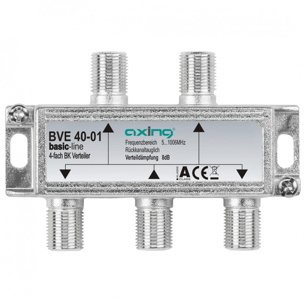 Axing BVE 40-01 BK-Verteiler 4-fach basic-line | für Kabelfernsehen und ...