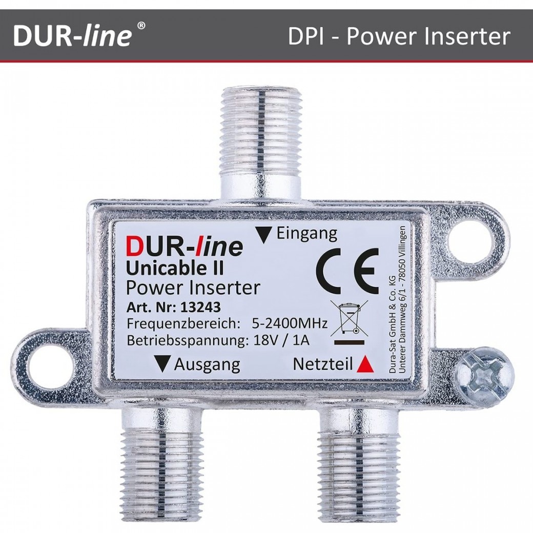 DUR-line DPI Power Inserter - 18V Einspeise-Weiche mit F-Anschluss für ...